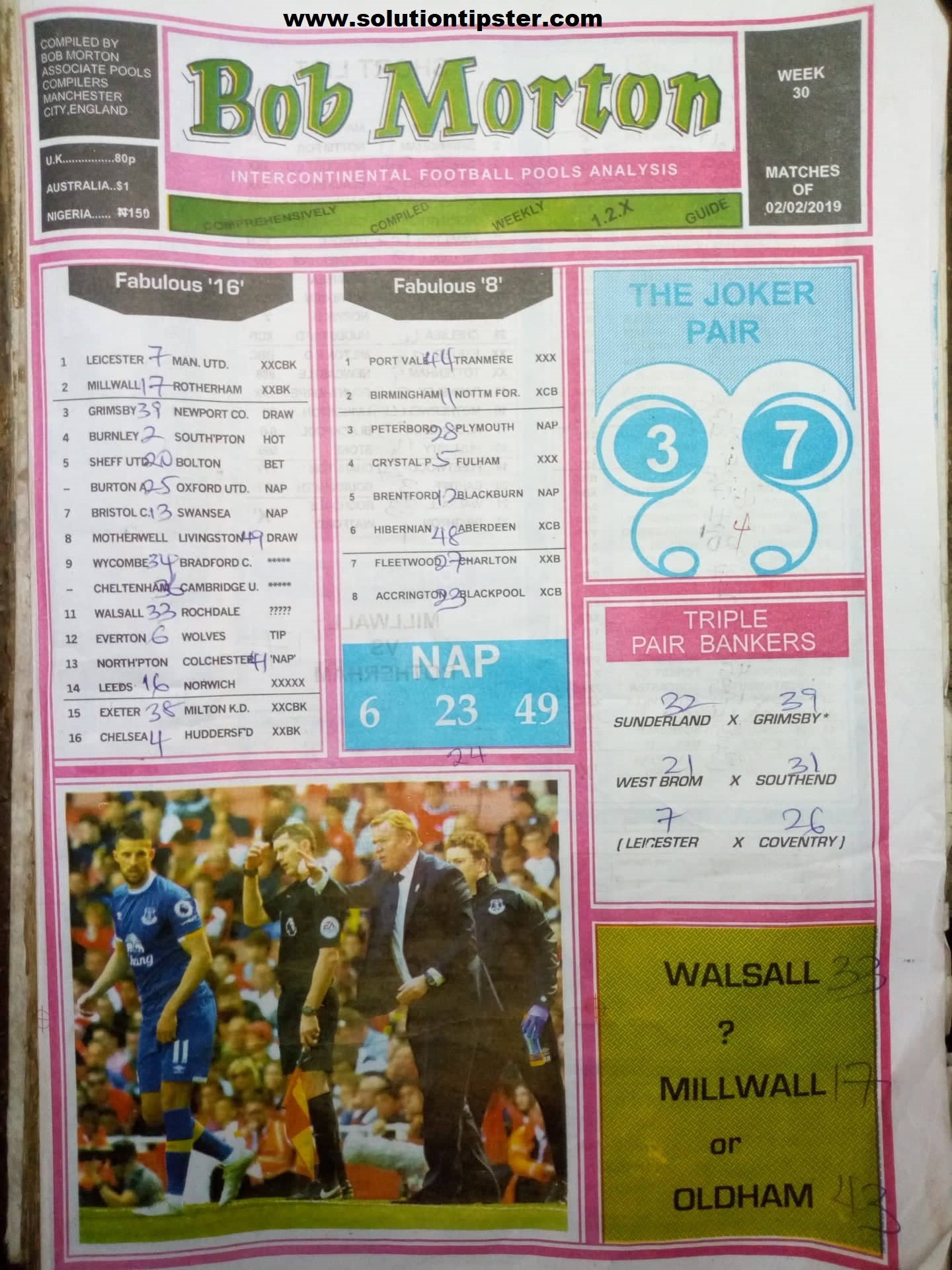 Week 30 Pool RSK Papers 2019: Soccer, Bob Morton, Capital Intl, Winstar ...