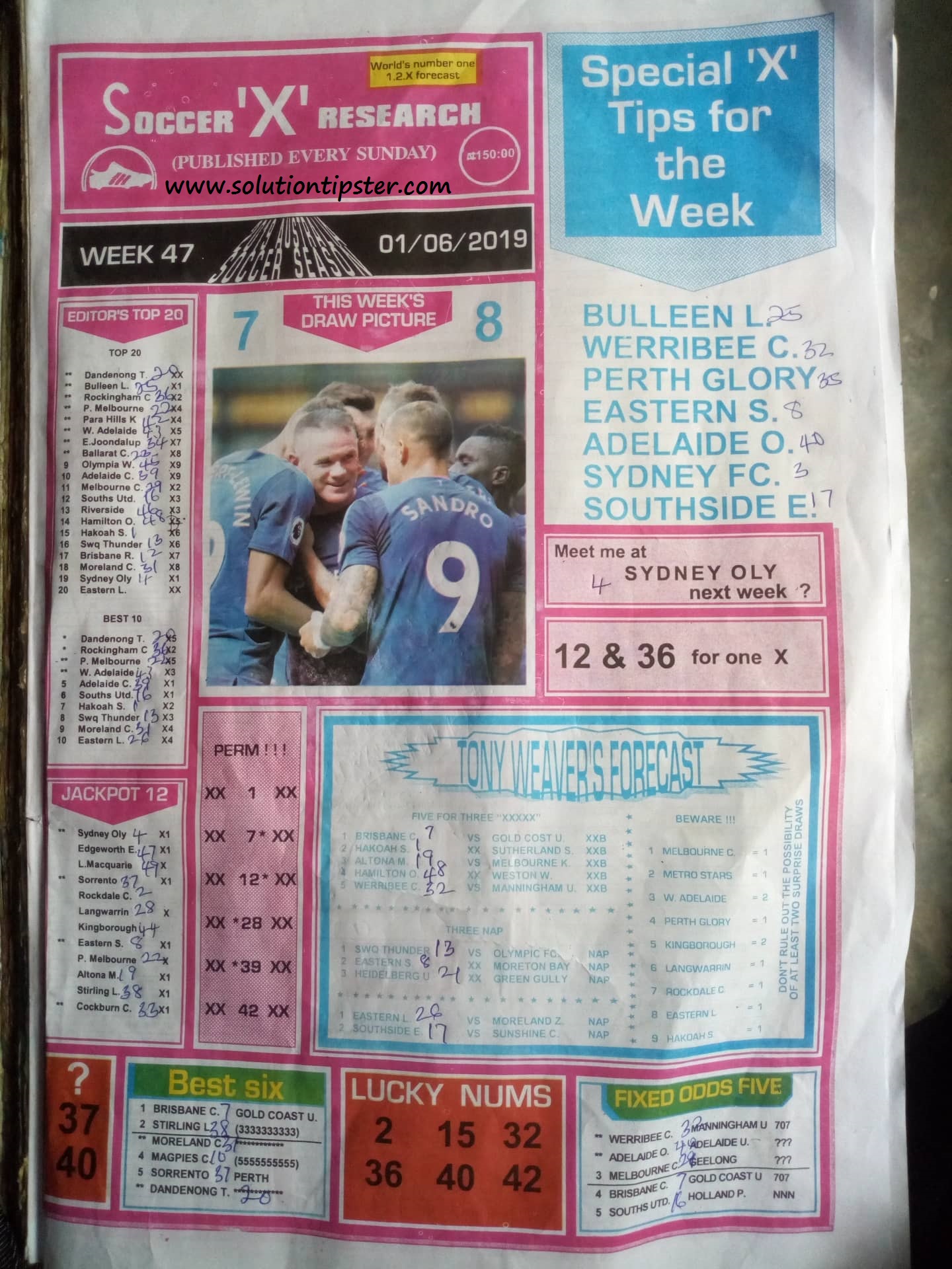 Week 47 Pools RSK Papers 2019: Soccer, Bob Morton, Capital Intl ...