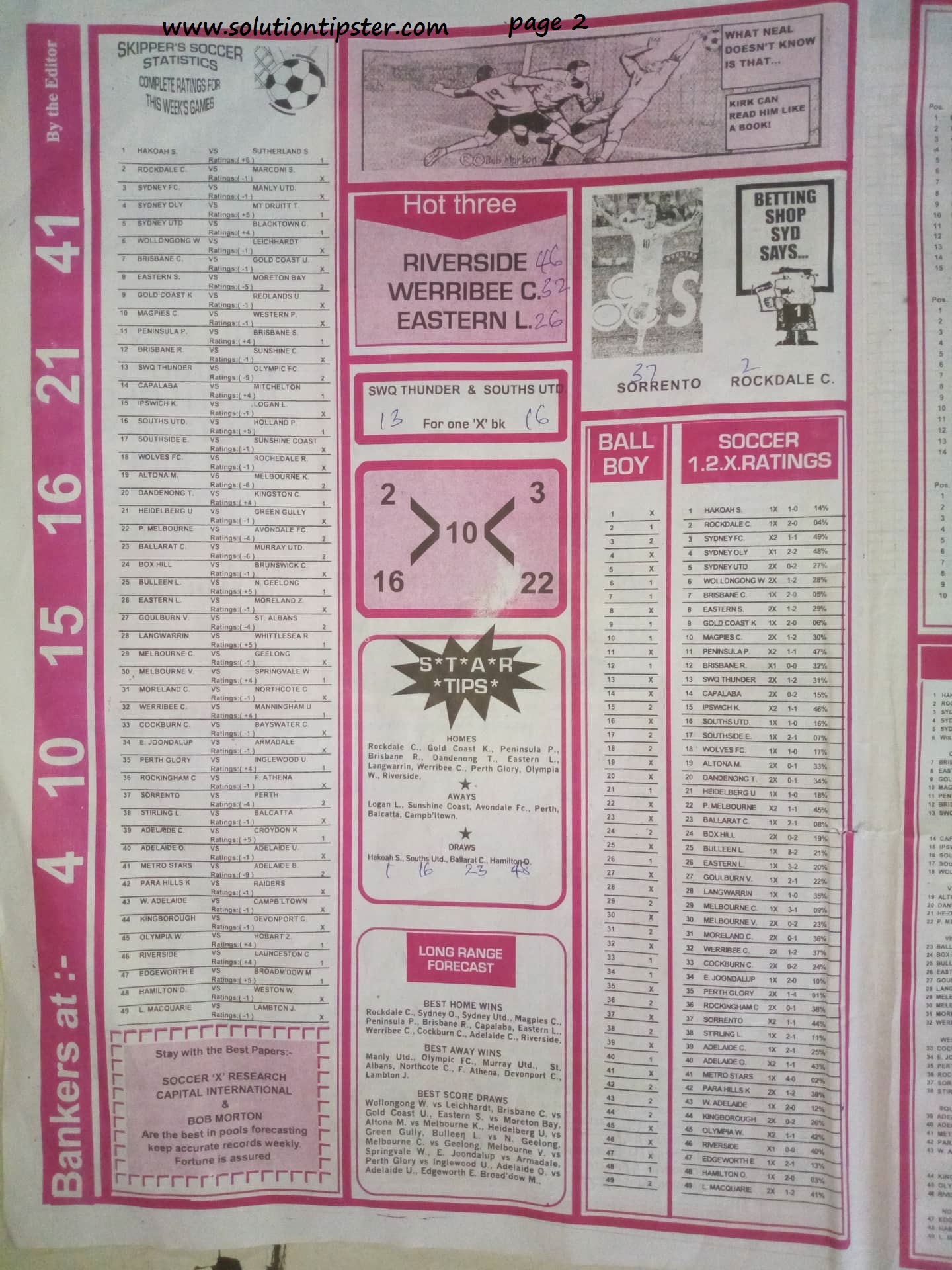 Week 47 Pools RSK Papers 2019: Soccer, Bob Morton, Capital Intl ...