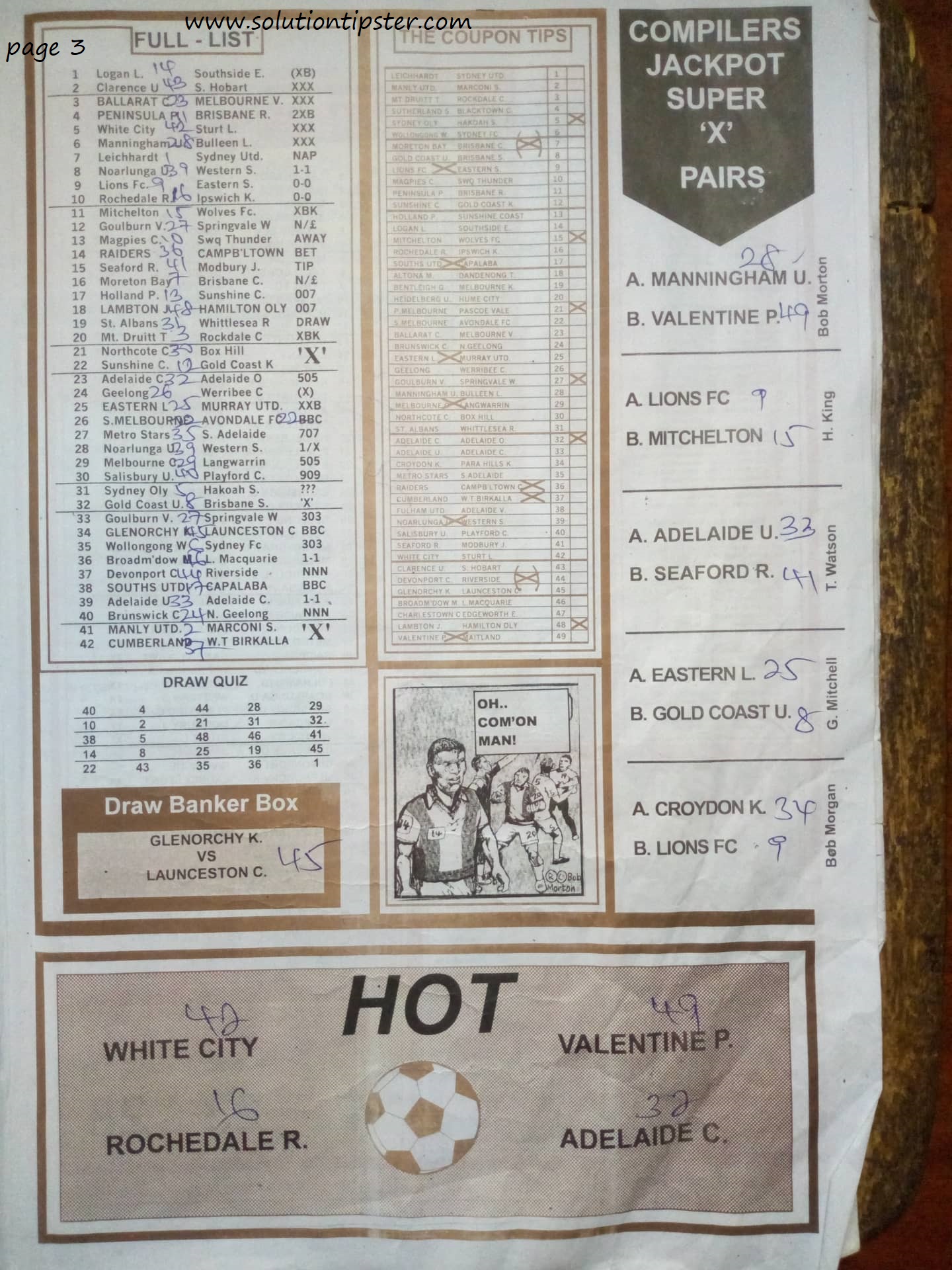 Week 49 Pools RSK Papers 2019: Soccer, Bob Morton, Capital Intl ...