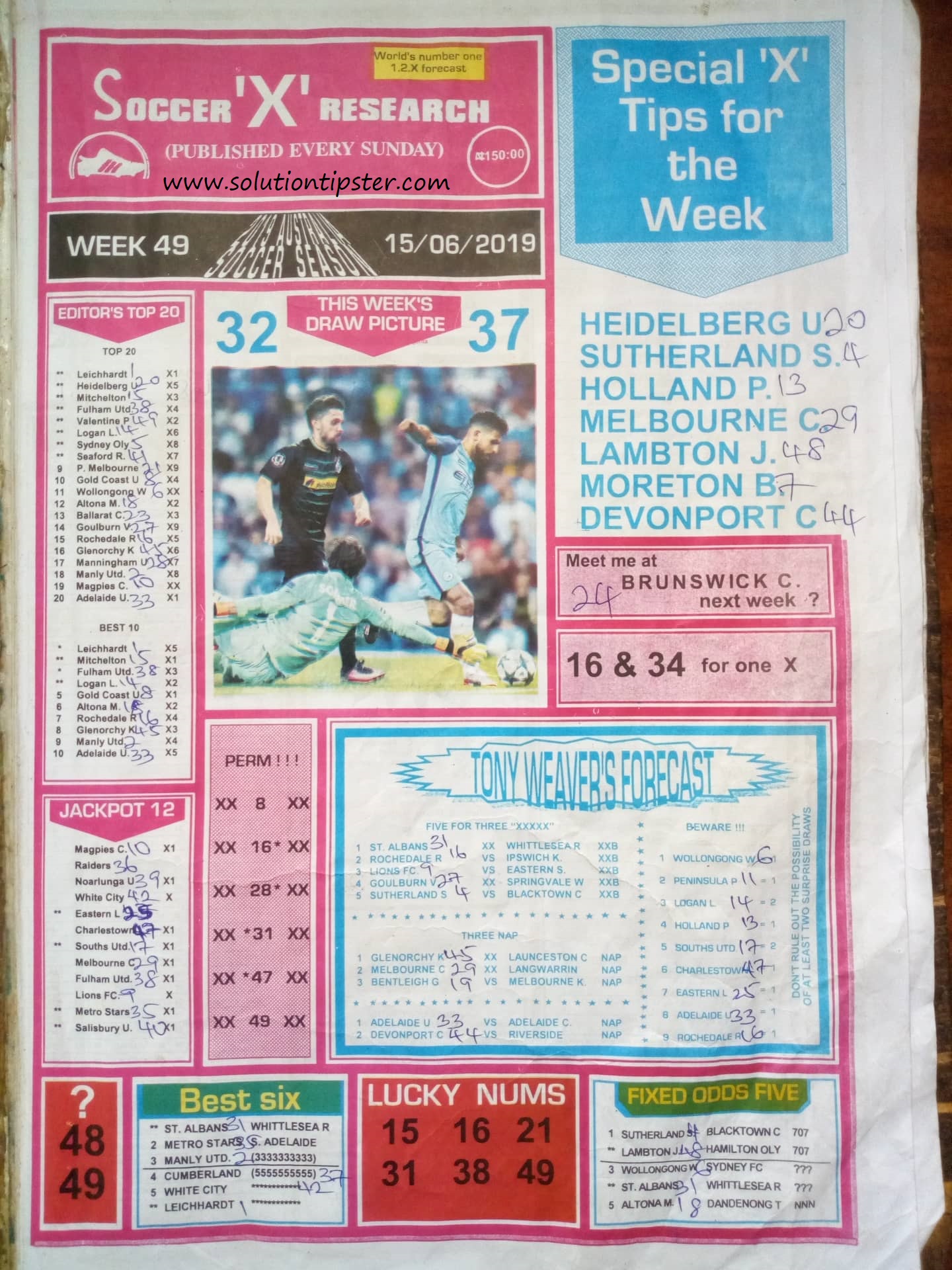 Week 49 Pools RSK Papers 2019: Soccer, Bob Morton, Capital Intl ...