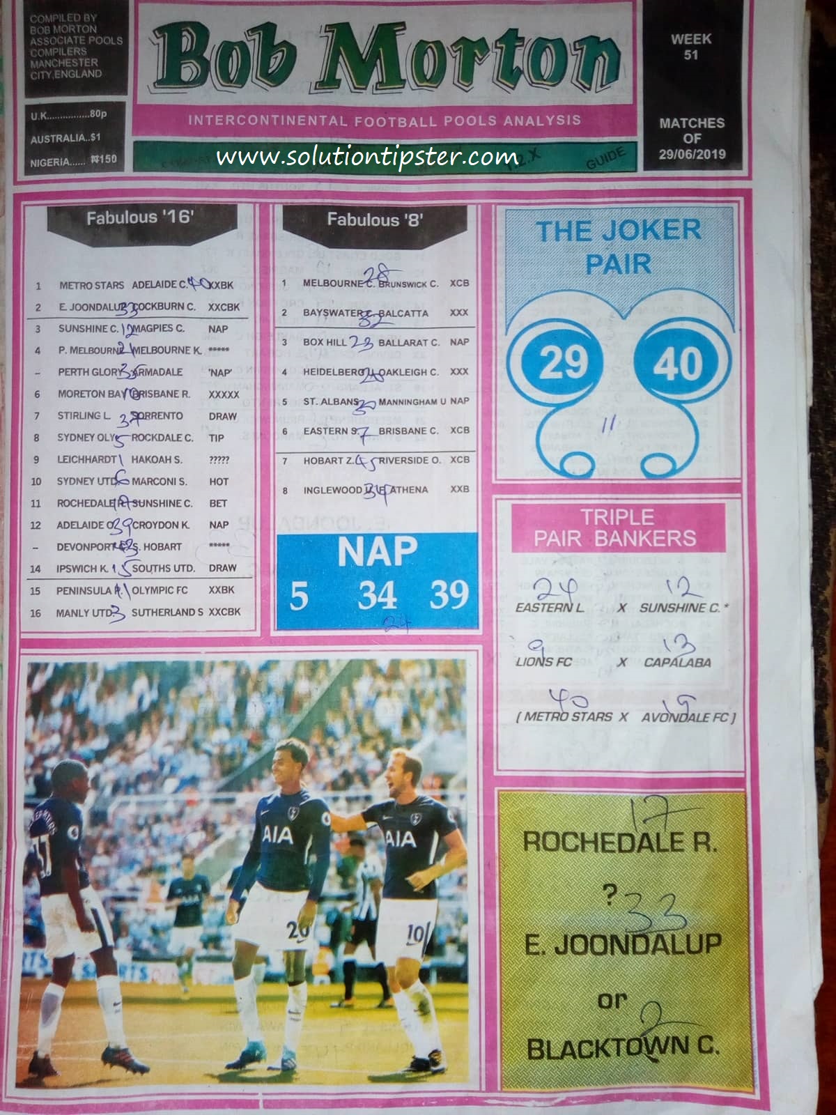 Week 51 Pools RSK Papers 2019: Soccer, Bob Morton, Capital Intl ...