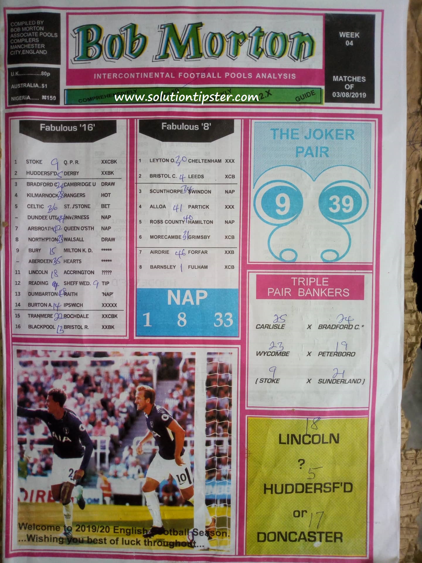 Week 4 Pools RSK Papers 2019: Soccer, Bob Morton, Capital Intl, Winstar ...