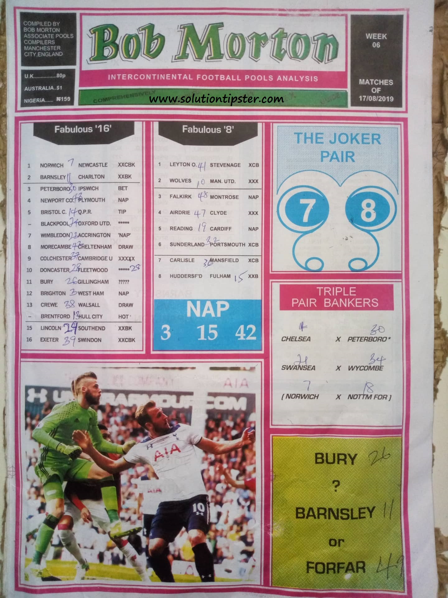 Week 6 Pools RSK Papers 2019: Soccer, Bob Morton, Capital Intl, Winstar ...