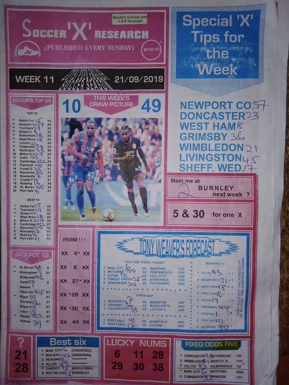 Week 11 Pools RSK Papers 2019: Soccer, Bob Morton, Capital Intl ...