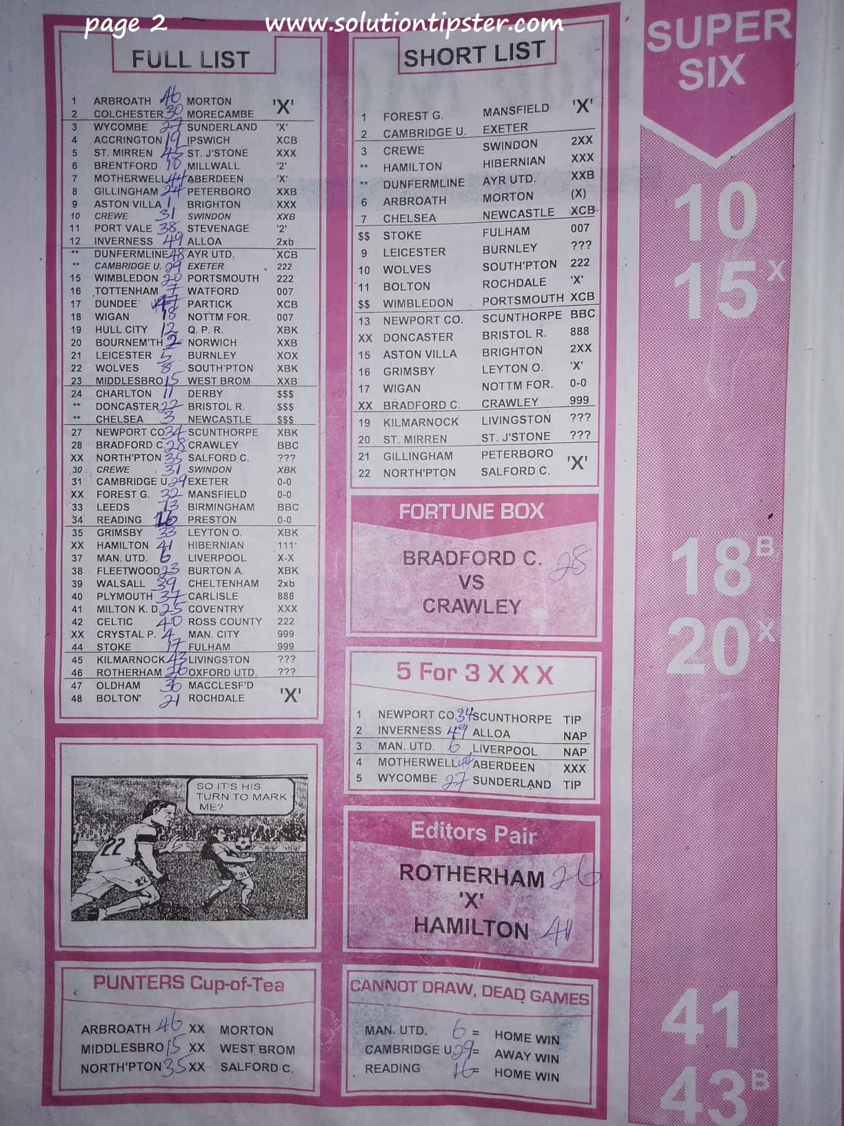 Week 15 Pools RSK Papers 2019: Soccer, Bob Morton, Capital Intl ...