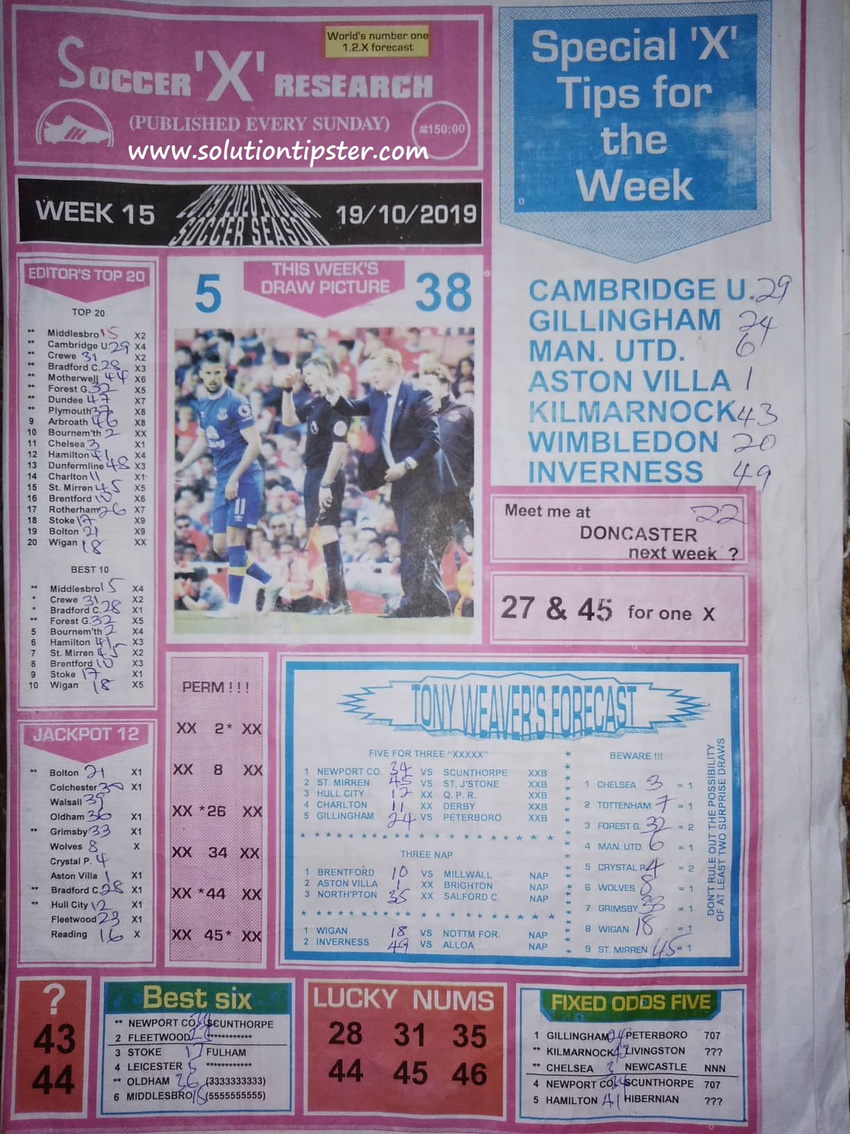 Week 15 Pools RSK Papers 2019: Soccer, Bob Morton, Capital Intl ...