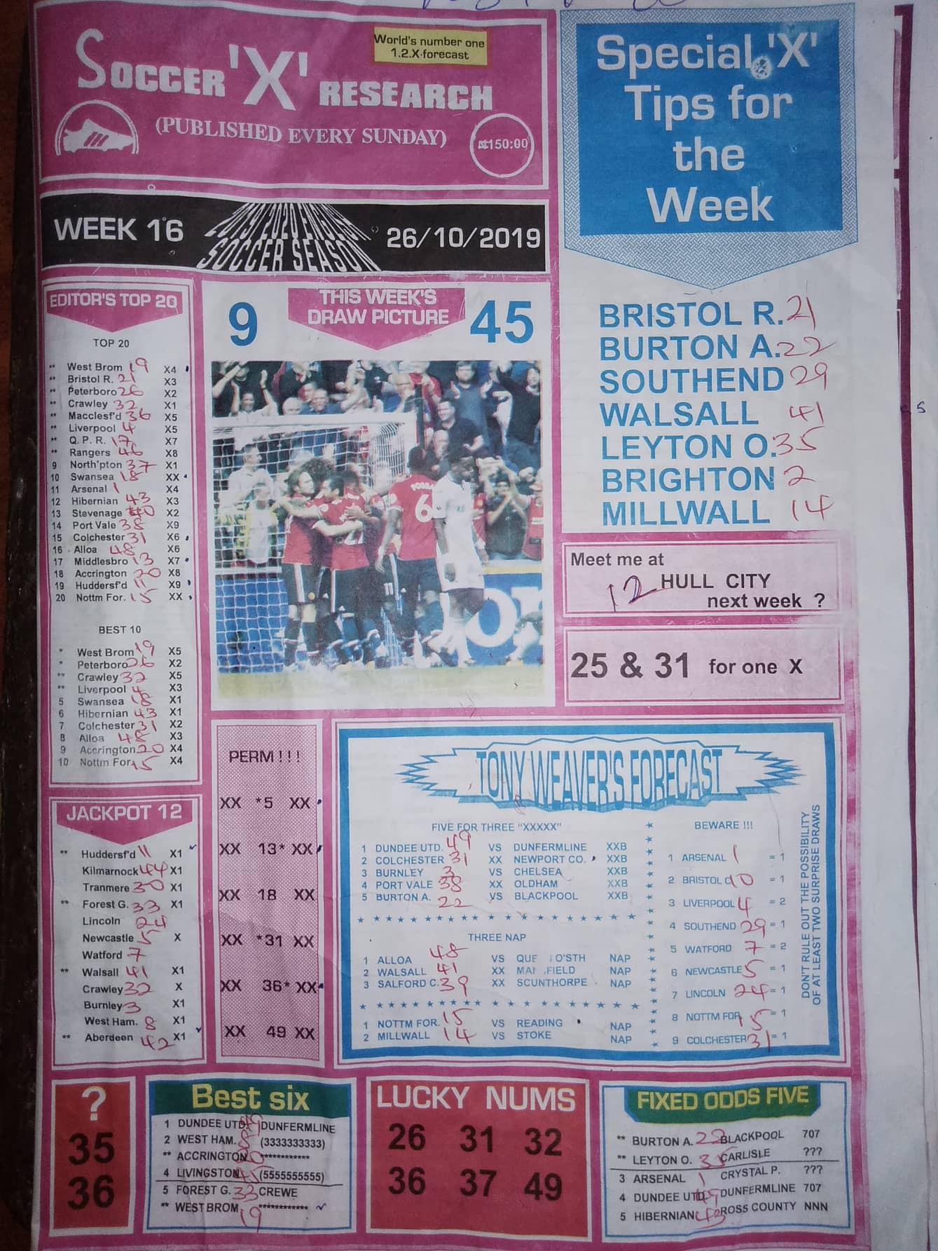 Week 16 Pools RSK Papers 2019: Soccer, Bob Morton, Capital Intl ...