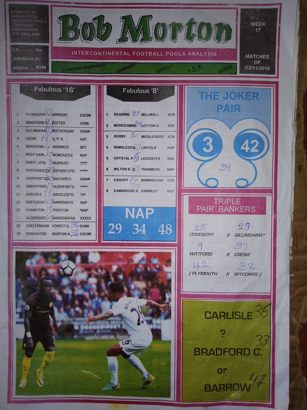 Week 17 Pools RSK Papers 2019: Soccer, Bob Morton, Capital Intl ...