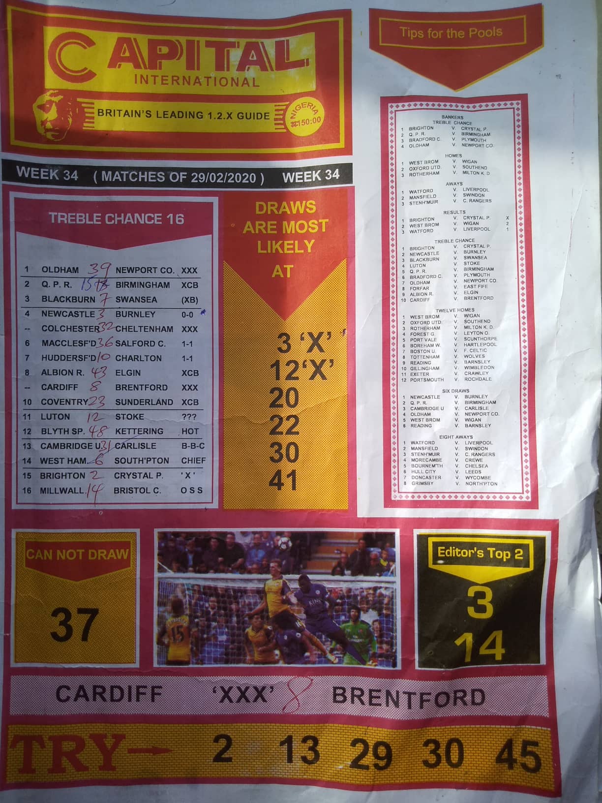 Week 34 Pools RSK Papers 2020: Soccer, Bob Morton, Capital Intl ...