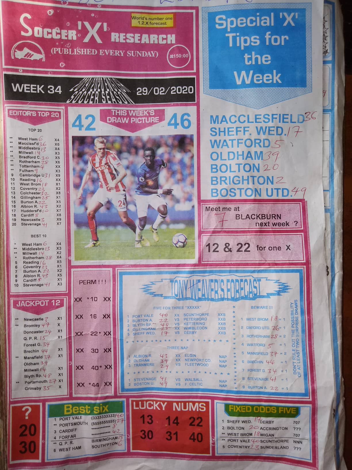 Week 34 Pools RSK Papers 2020: Soccer, Bob Morton, Capital Intl ...