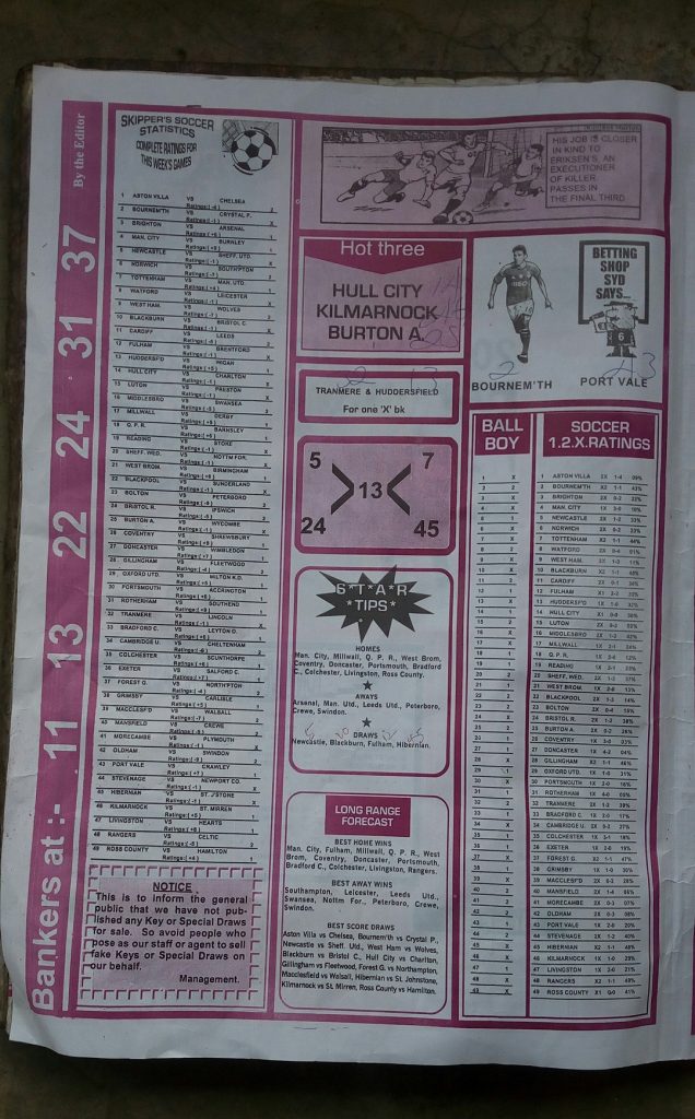 Week 36 Pools RSK Papers 2020: Soccer, Bob Morton, Capital Intl ...