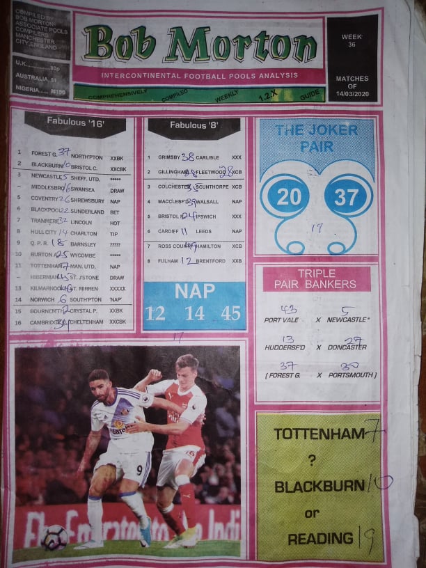 Week 36 Pools RSK Papers 2020: Soccer, Bob Morton, Capital Intl ...