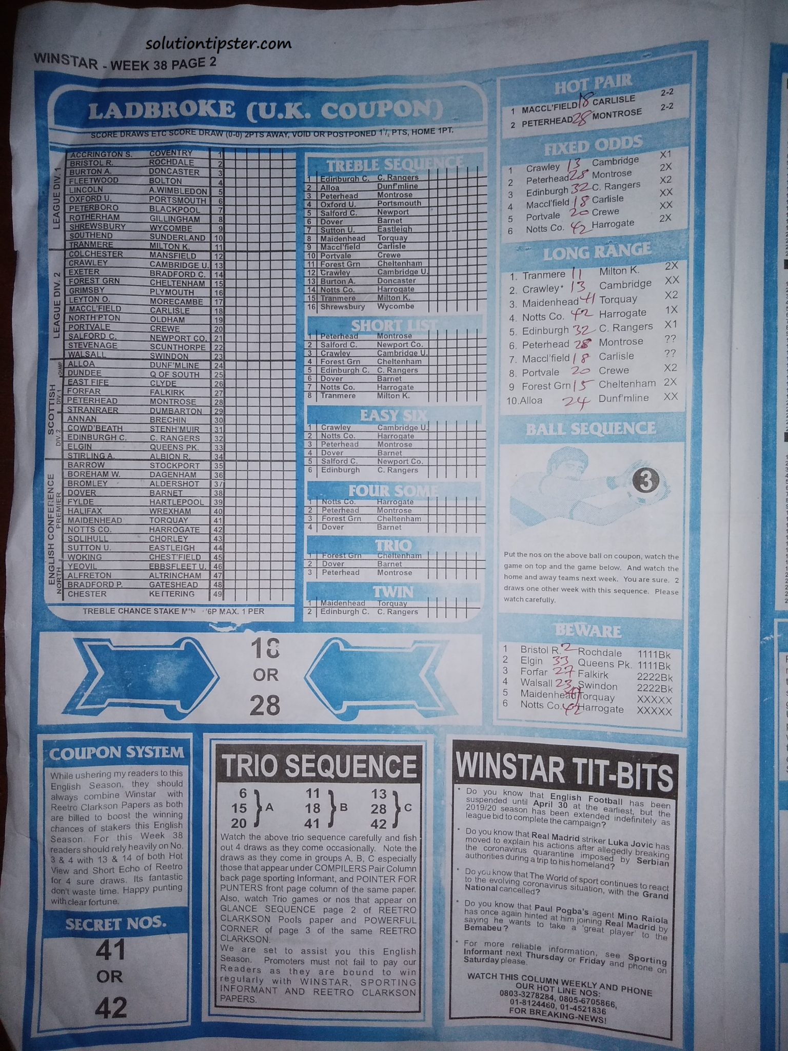 Week 38 Pools RSK Papers 2020: Soccer, Bob Morton, Capital Intl ...