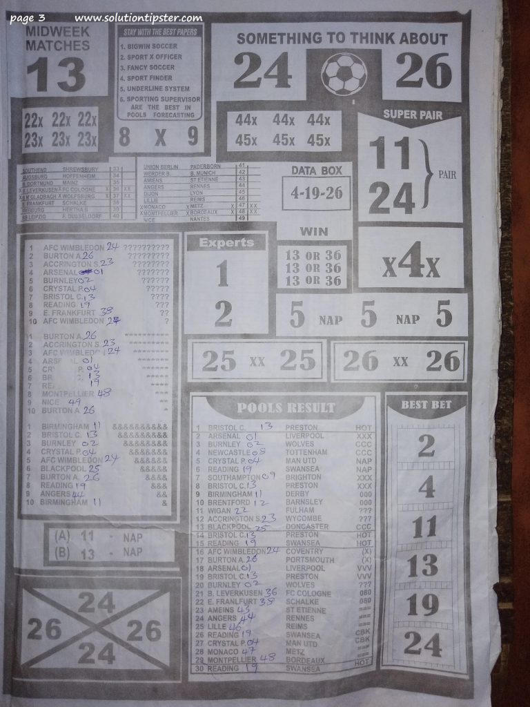 Week 43 Pools RSK Papers 2020: Soccer, Bob Morton, Capital Intl ...