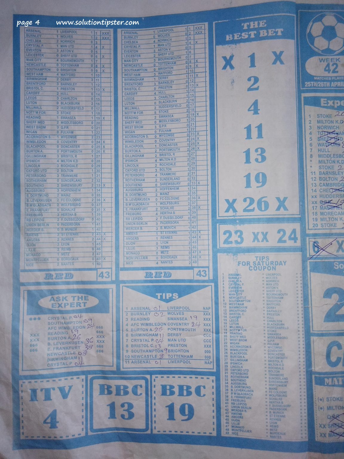 Week 43 Pools RSK Papers 2020: Soccer, Bob Morton, Capital Intl ...