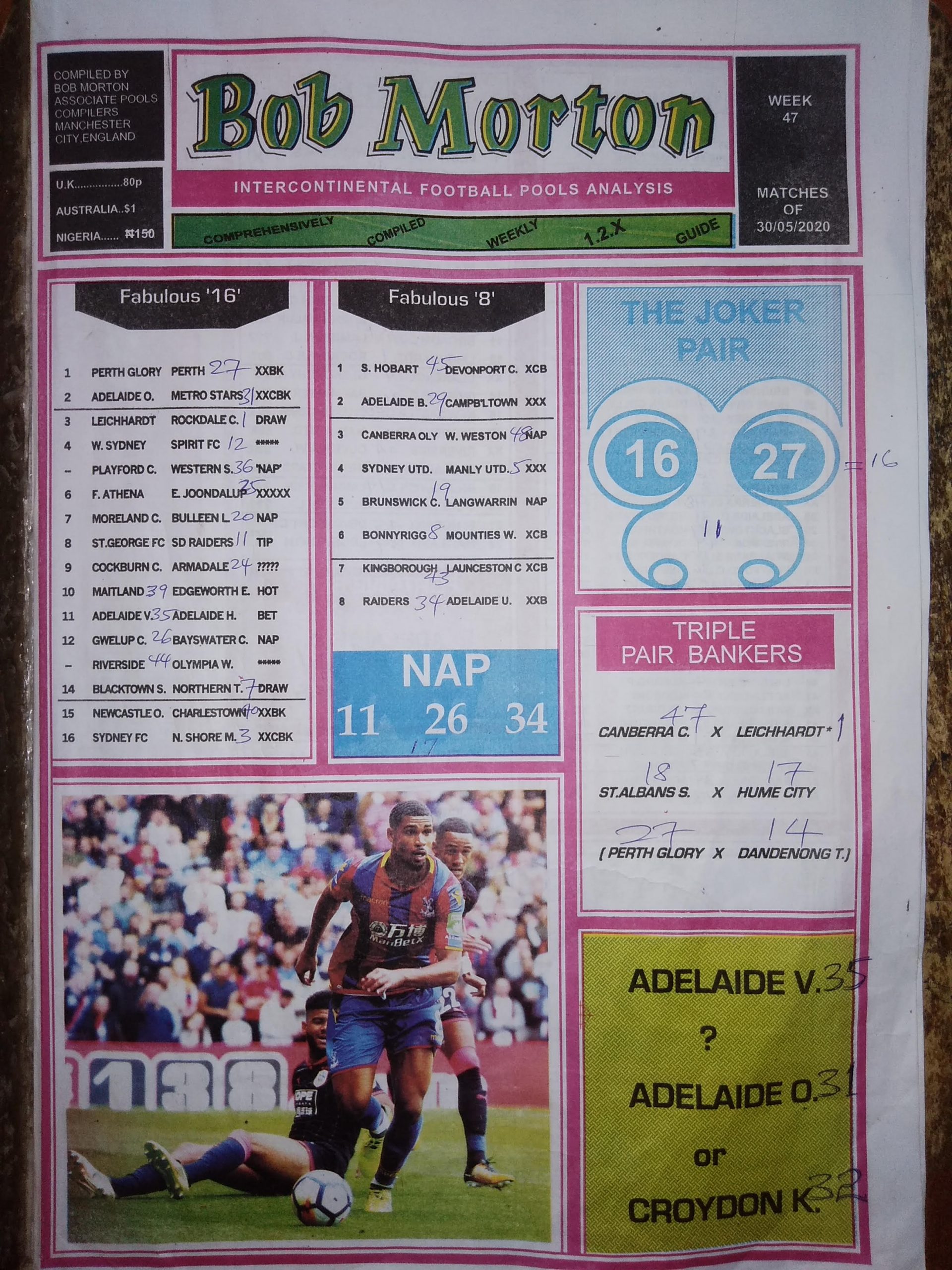 Week 47 Pools RSK Papers 2020: Soccer, Bob Morton, Capital Intl ...