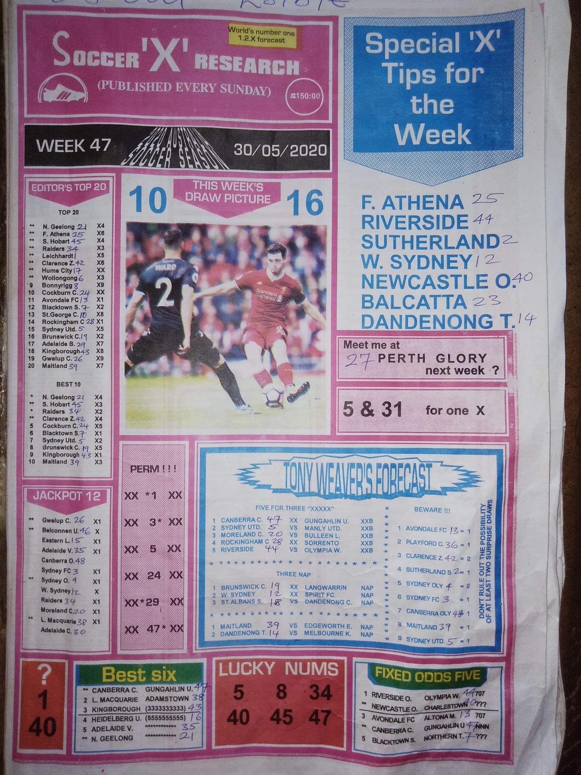 Week 47 Pools RSK Papers 2020: Soccer, Bob Morton, Capital Intl ...