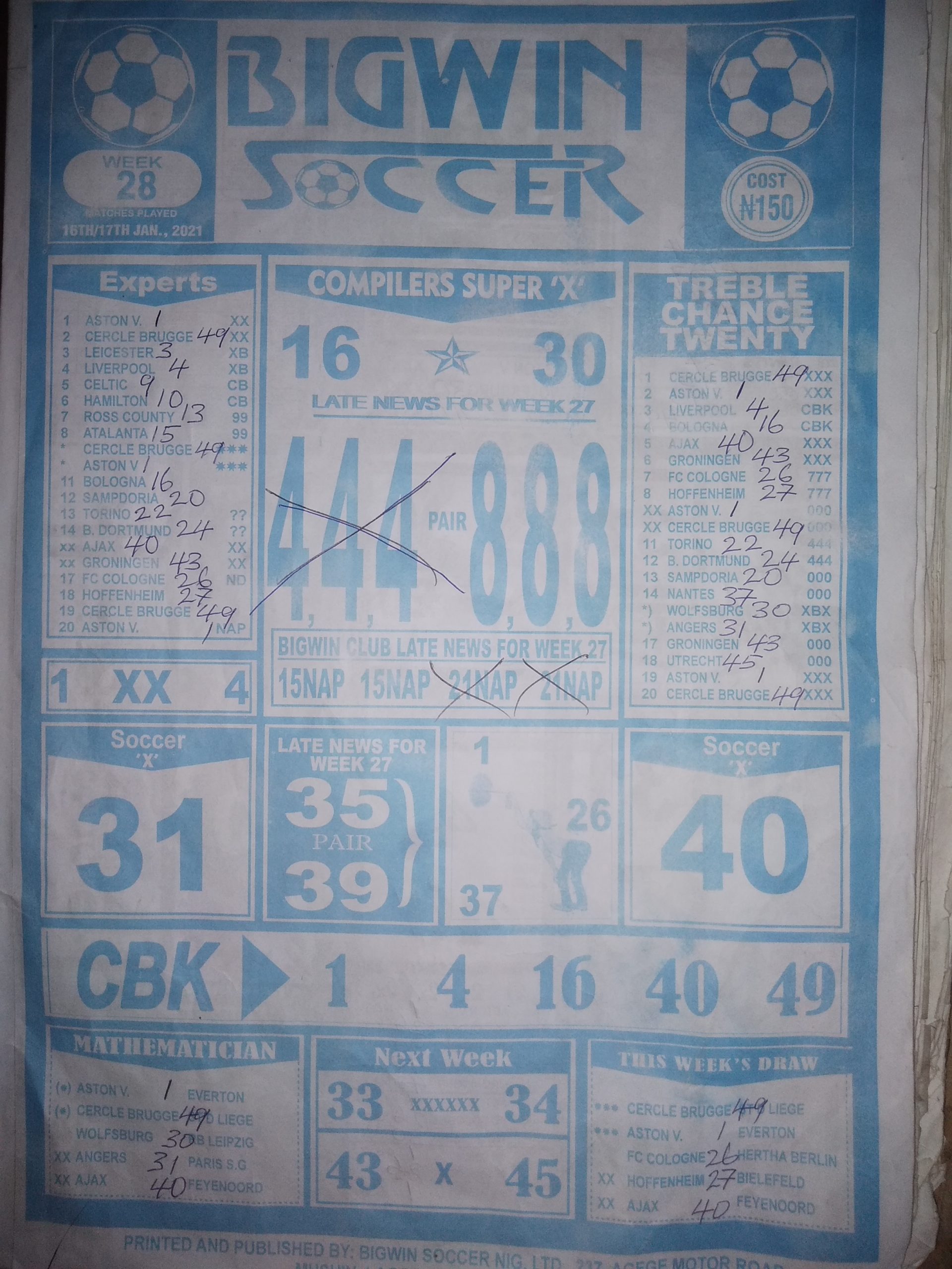 Week 28 Pools RSK Papers 2021: Soccer, Bob Morton, Capital Intl ...