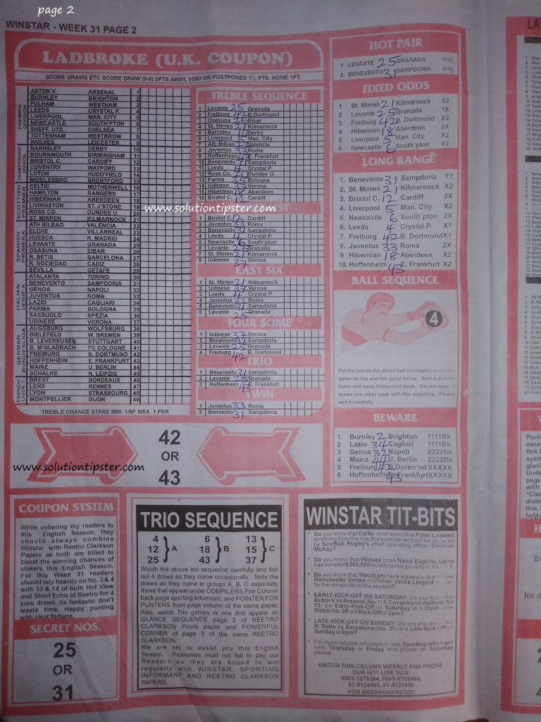 Week 31 Pools RSK Papers 2021: Soccer, Bob Morton, Capital Intl ...