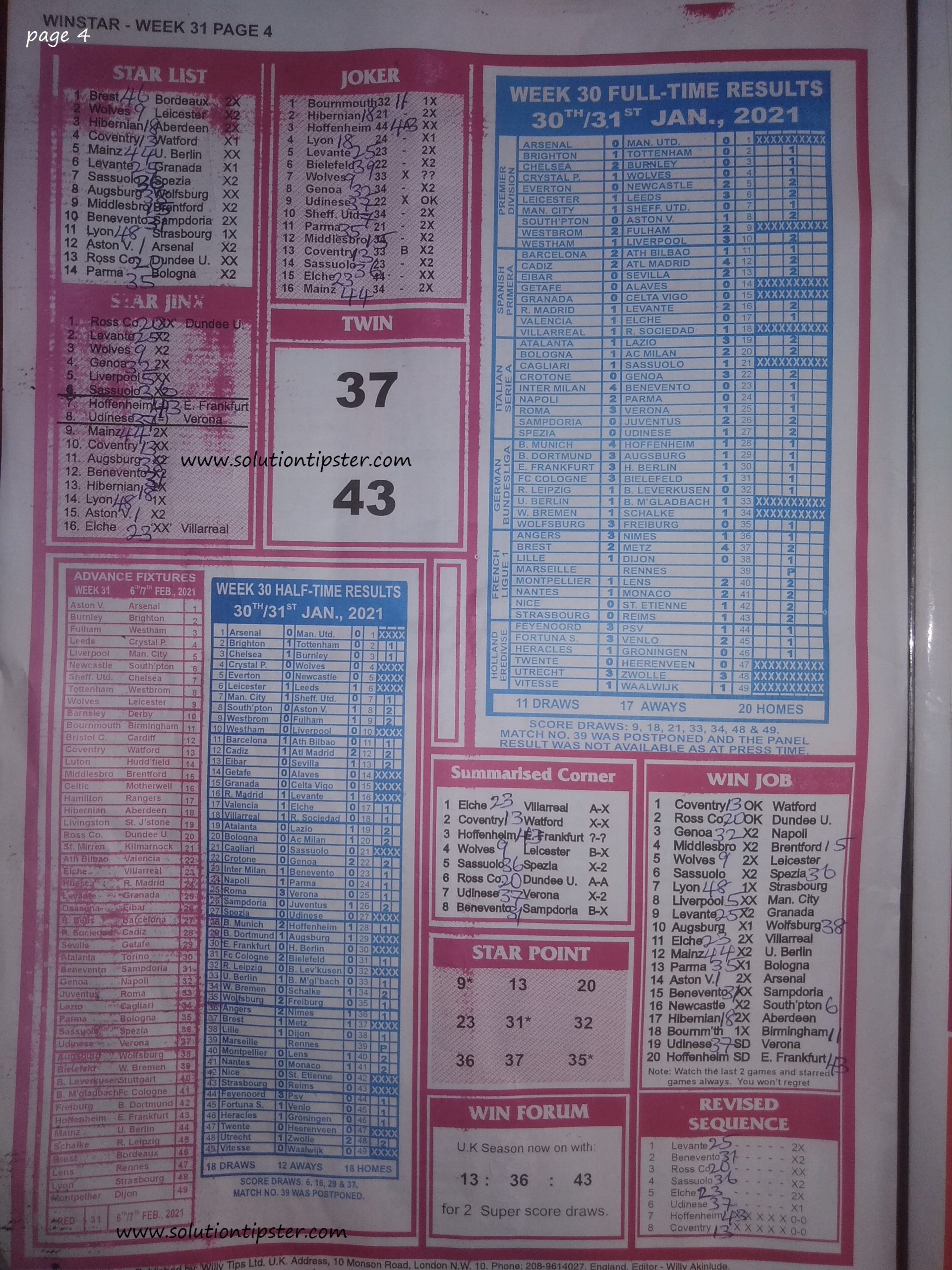 Week 31 Pools RSK Papers 2021: Soccer, Bob Morton, Capital Intl ...
