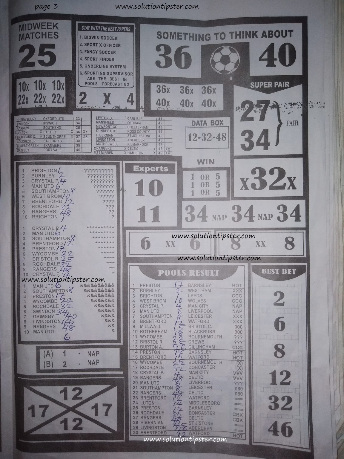 Week 43 Pools RSK Papers 2021: Soccer, Bob Morton, Capital Intl ...