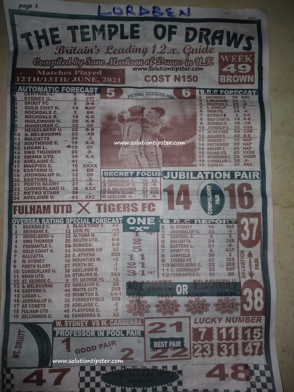 Week 49 Pools RSK Papers 2021: Soccer, Bob Morton, Capital Intl ...