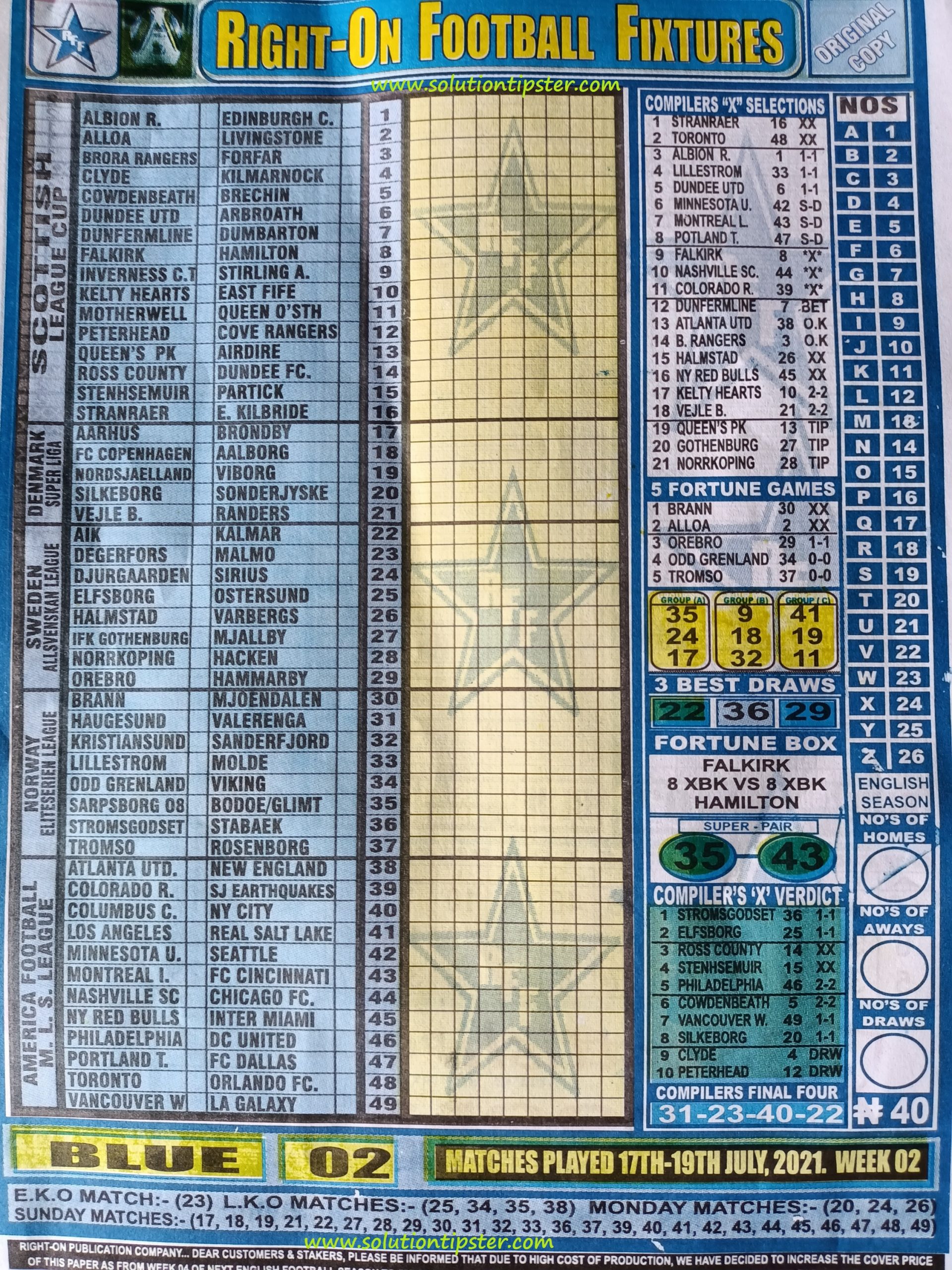 Week 2 Pools RSK Papers 2021: Soccer, Bob Morton, Capital Intl, Winstar ...