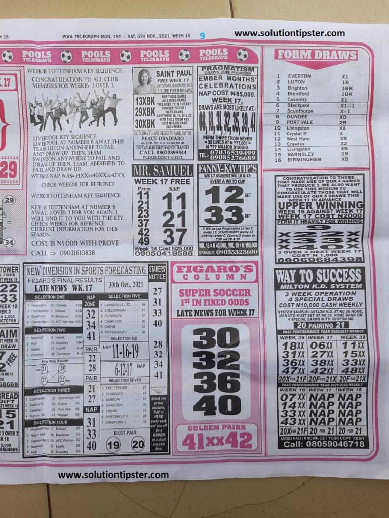 Week 18 Pools RSK Papers 2021: Soccer, Bob Morton, Capital Intl ...