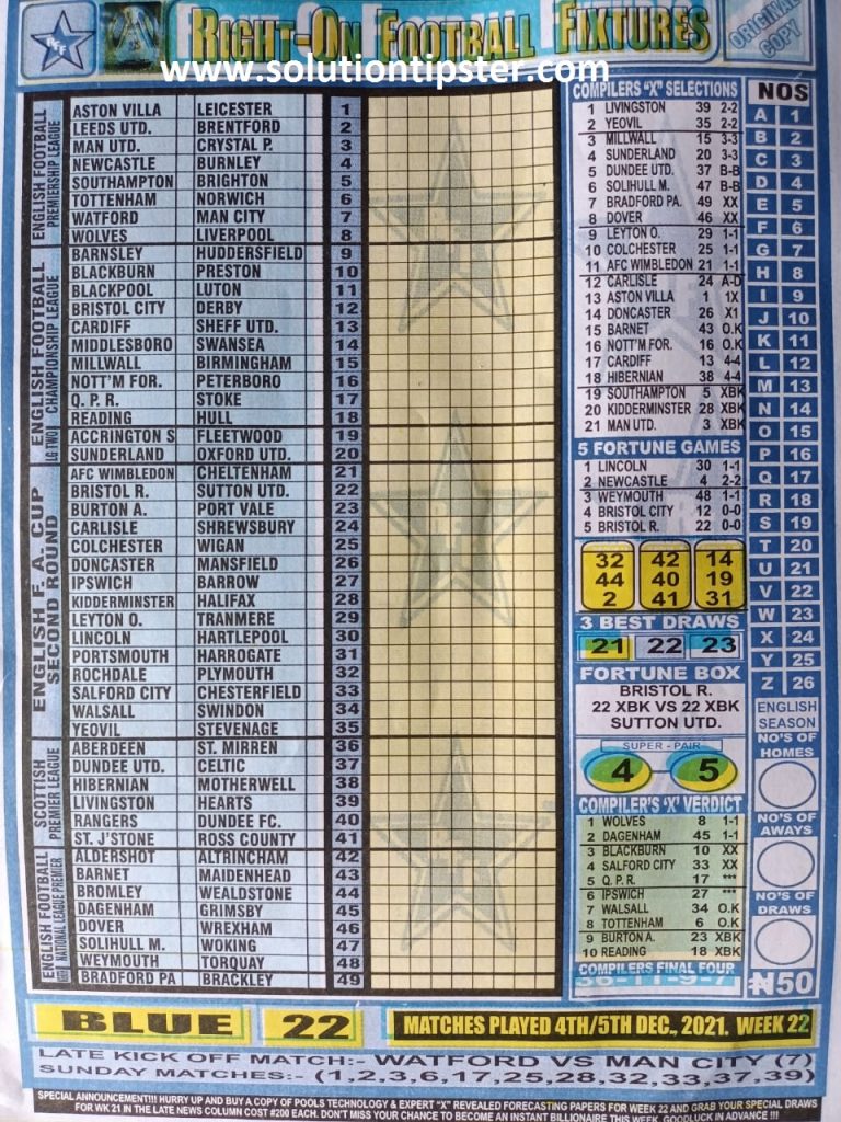 Week 22 Pools RSK Papers 2021: Soccer, Bob Morton, Capital Intl ...