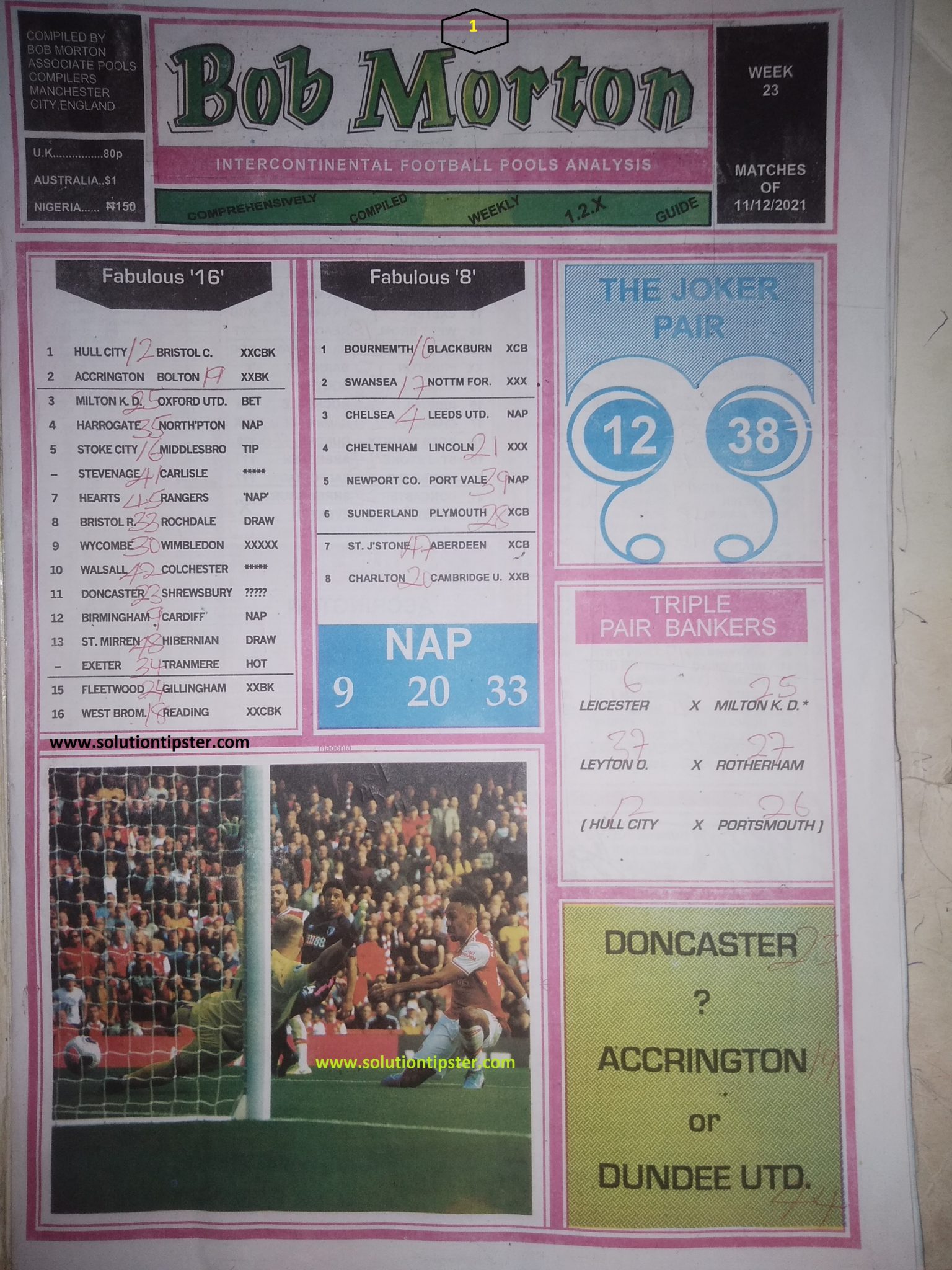 Week 23 Pools RSK Papers 2021: Soccer, Bob Morton, Capital Intl ...