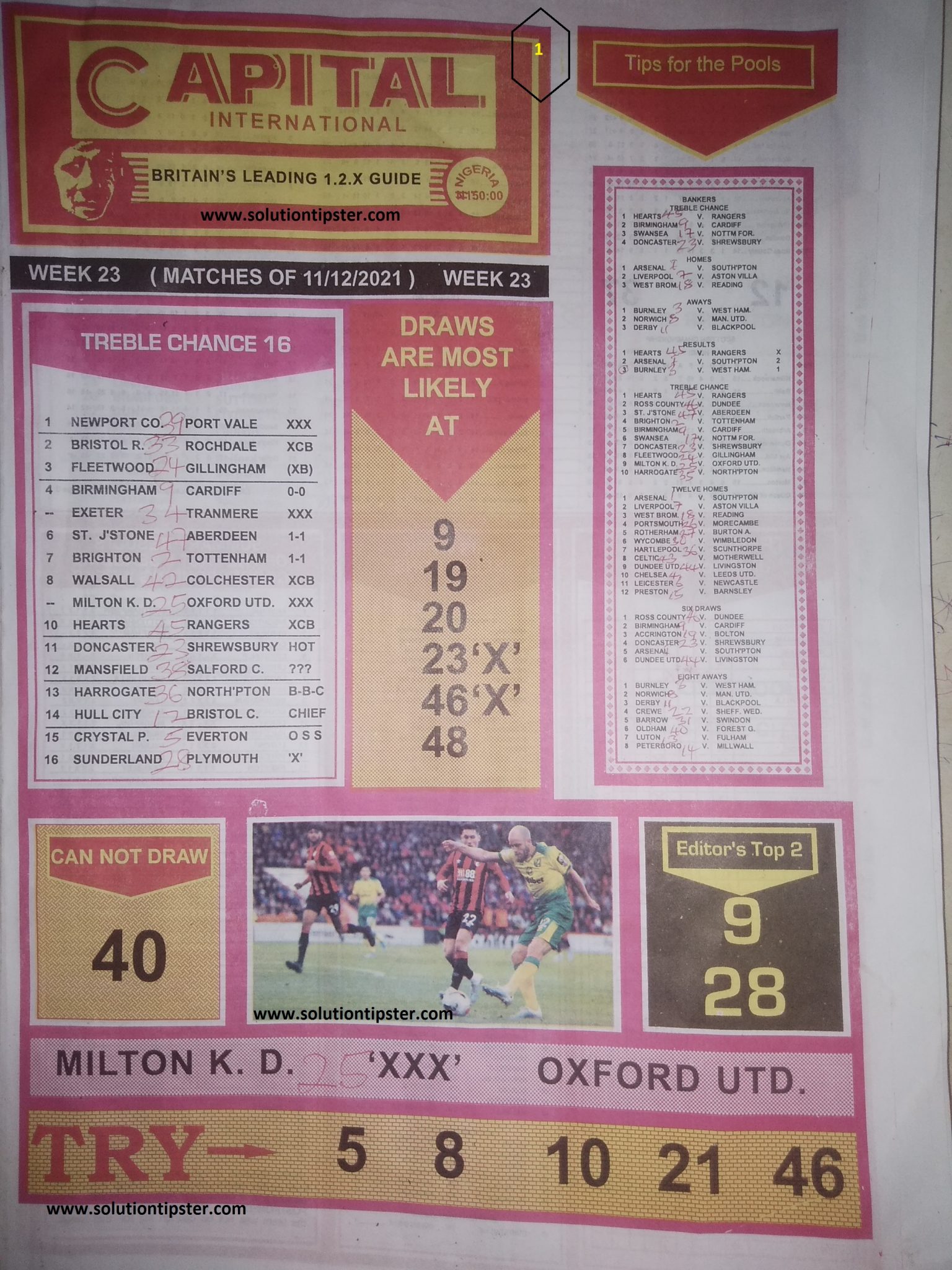 Week 23 Pools RSK Papers 2021: Soccer, Bob Morton, Capital Intl ...