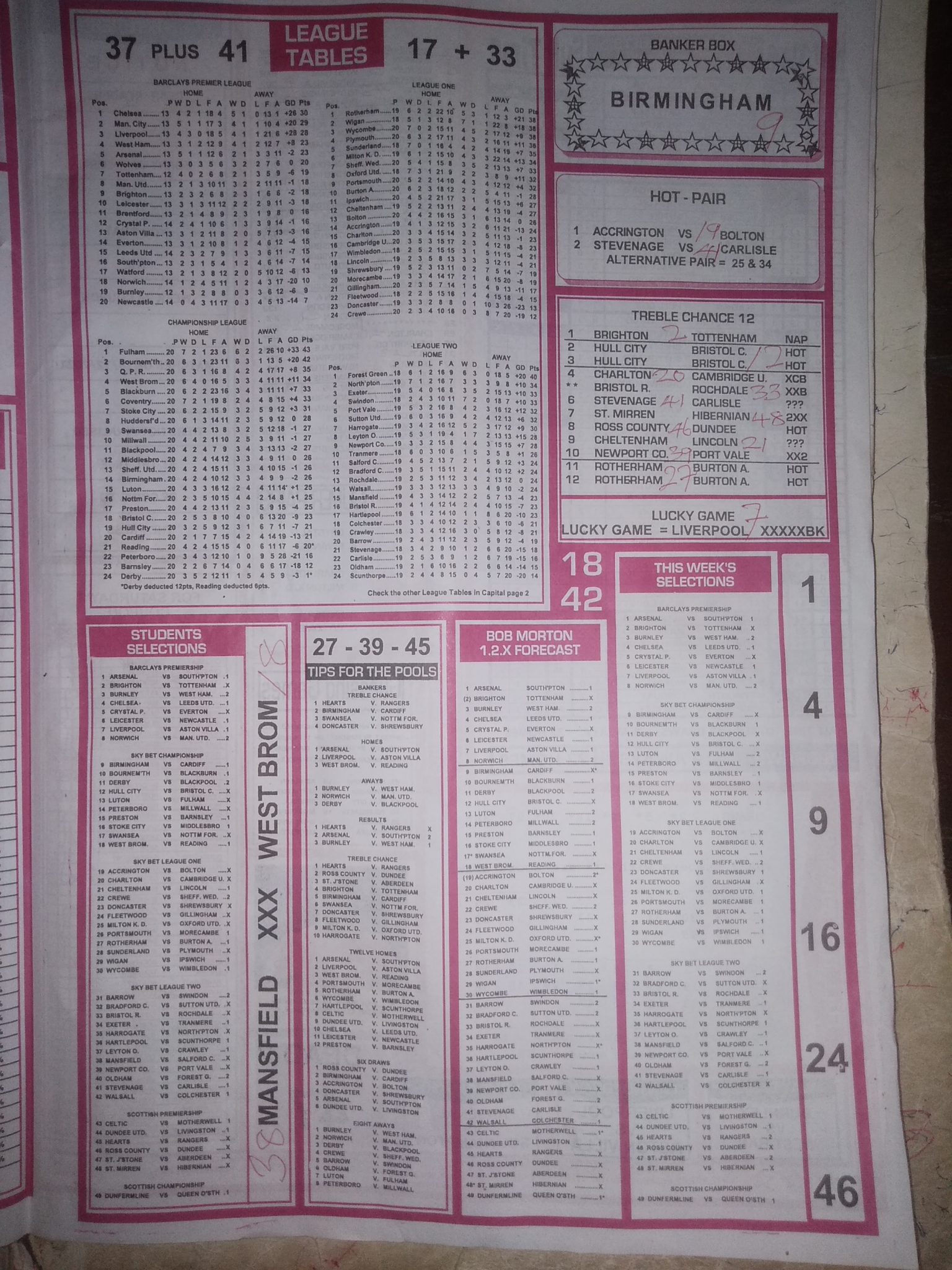 Week 23 Pools RSK Papers 2021: Soccer, Bob Morton, Capital Intl ...