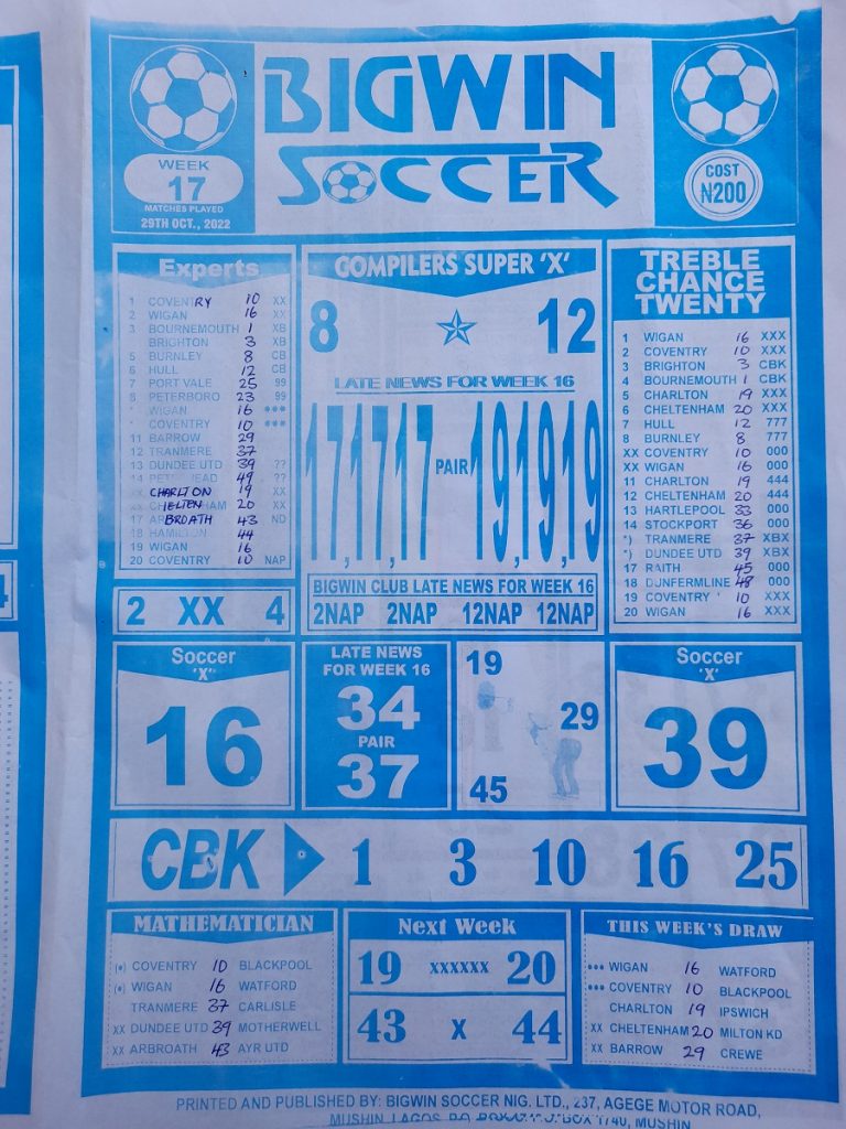 Week 17 Pools RSK Papers 2022: Soccer, Bob Morton, Capital Intl ...