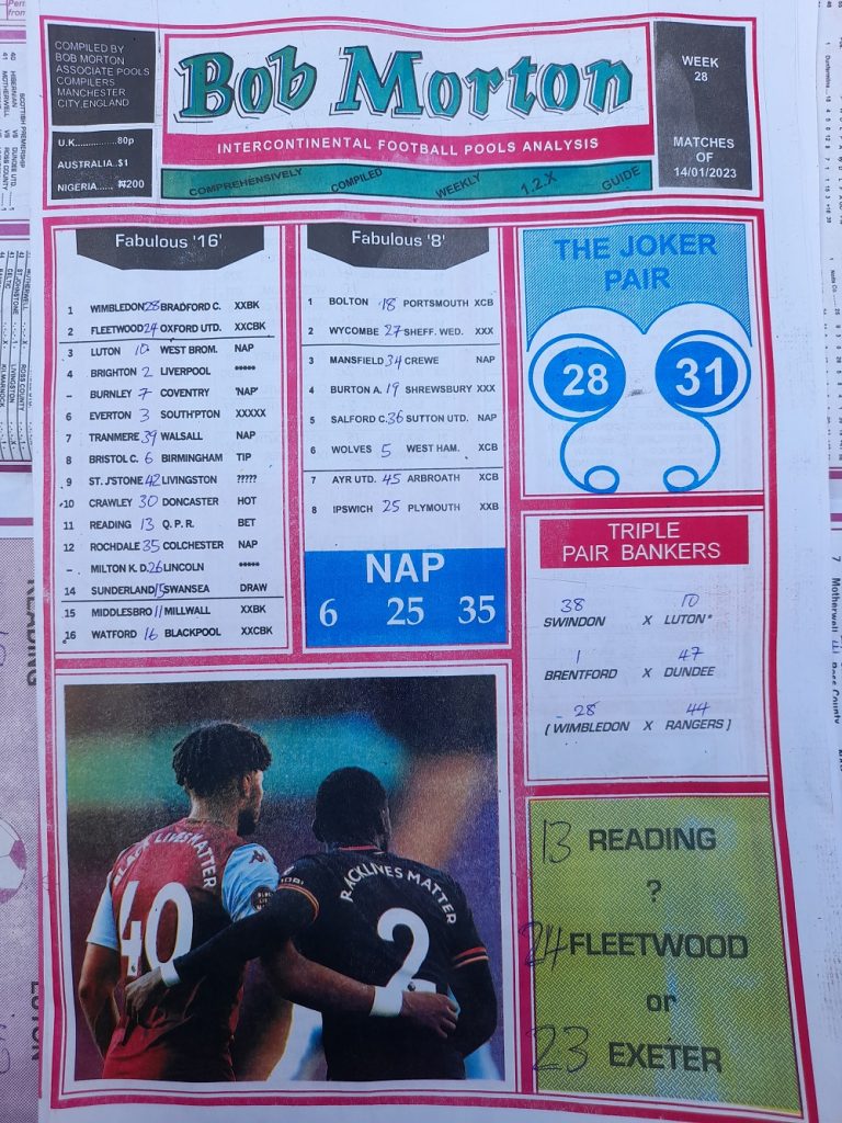 Week 28 Pools RSK Papers 2023: Soccer, Bob Morton, Capital Intl ...