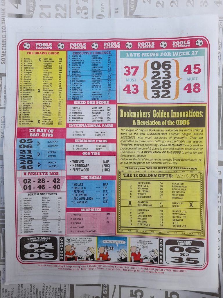 Week 28 Pools RSK Papers 2023: Soccer, Bob Morton, Capital Intl ...