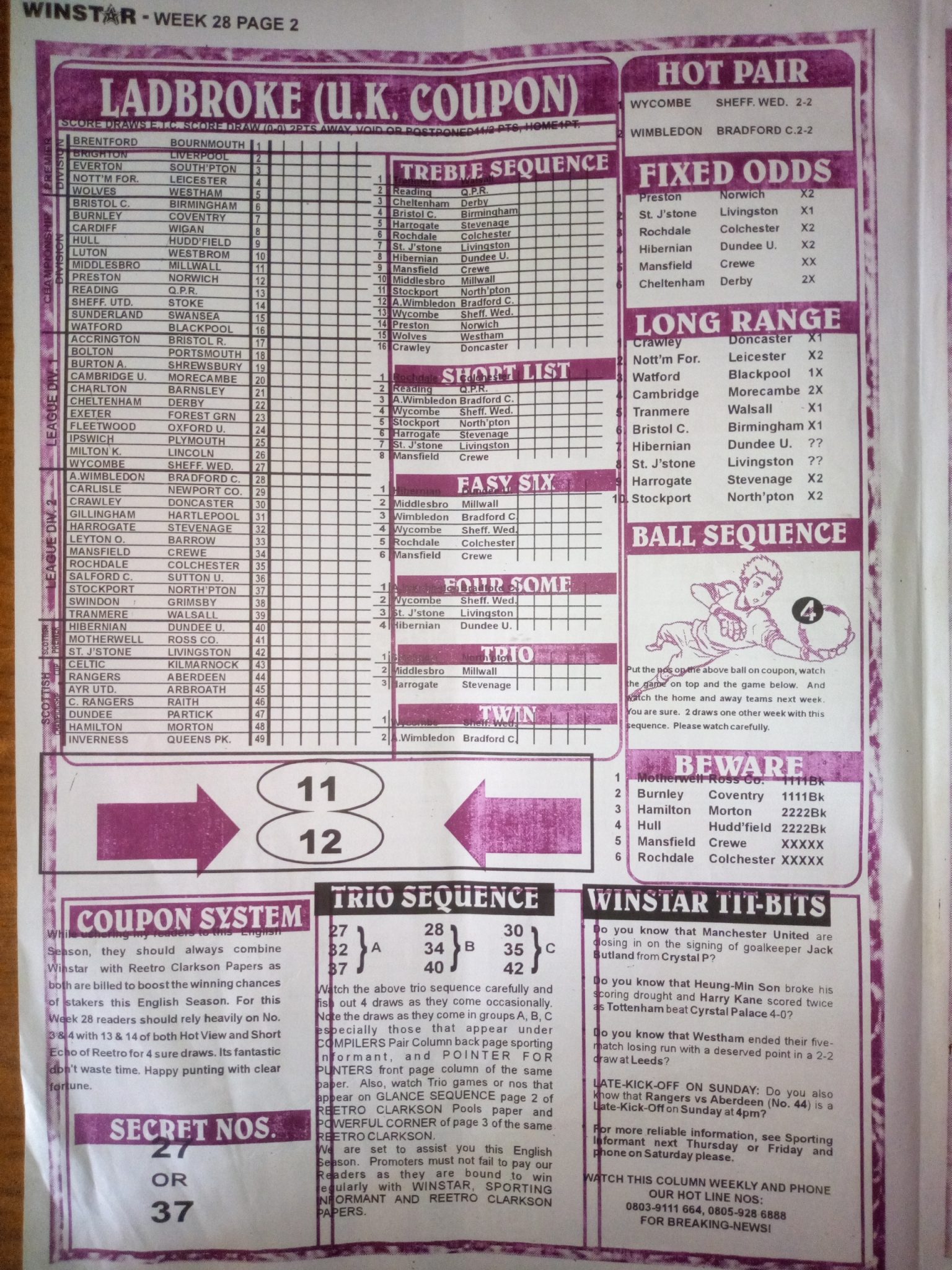 Week 28 Pools RSK Papers 2023: Soccer, Bob Morton, Capital Intl ...