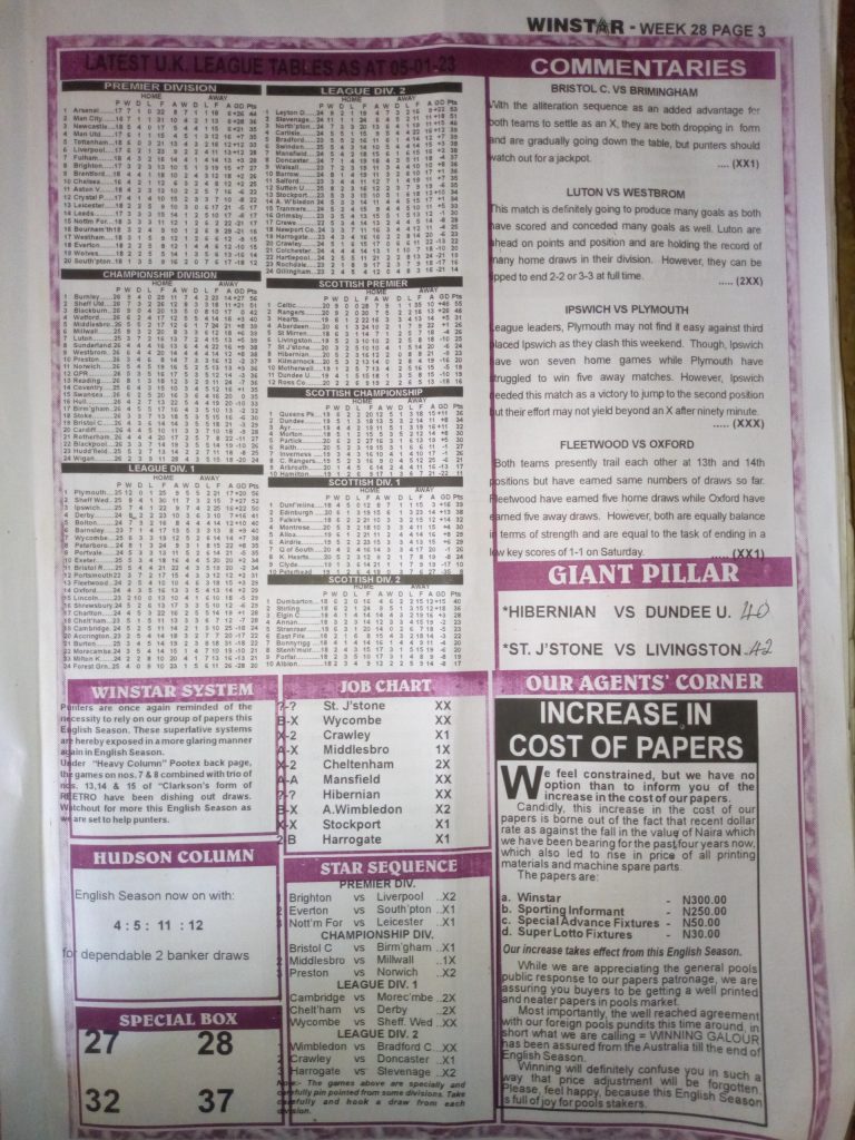 Week 28 Pools RSK Papers 2023: Soccer, Bob Morton, Capital Intl ...