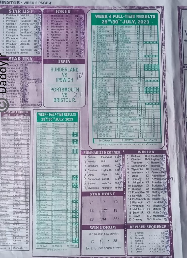 Week 5 Pools RSK Papers 2023: Soccer X Research, Bob Morton, Capital ...