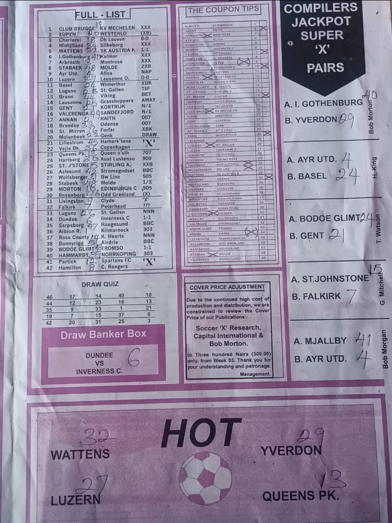 Week 4 Pools RSK Papers 2023: Soccer X Research, Bob Morton, Capital ...