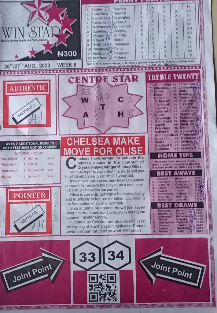 Week 8 Pools RSK Papers 2023: Soccer X Research, Bob Morton, Capital Intl, Winstar, BigWin ...