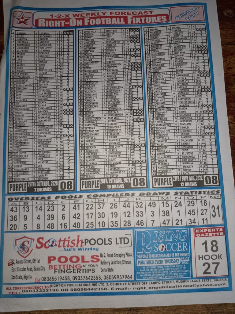 Week 8 Pools RSK Papers 2023: Soccer X Research, Bob Morton, Capital Intl, Winstar, BigWin ...