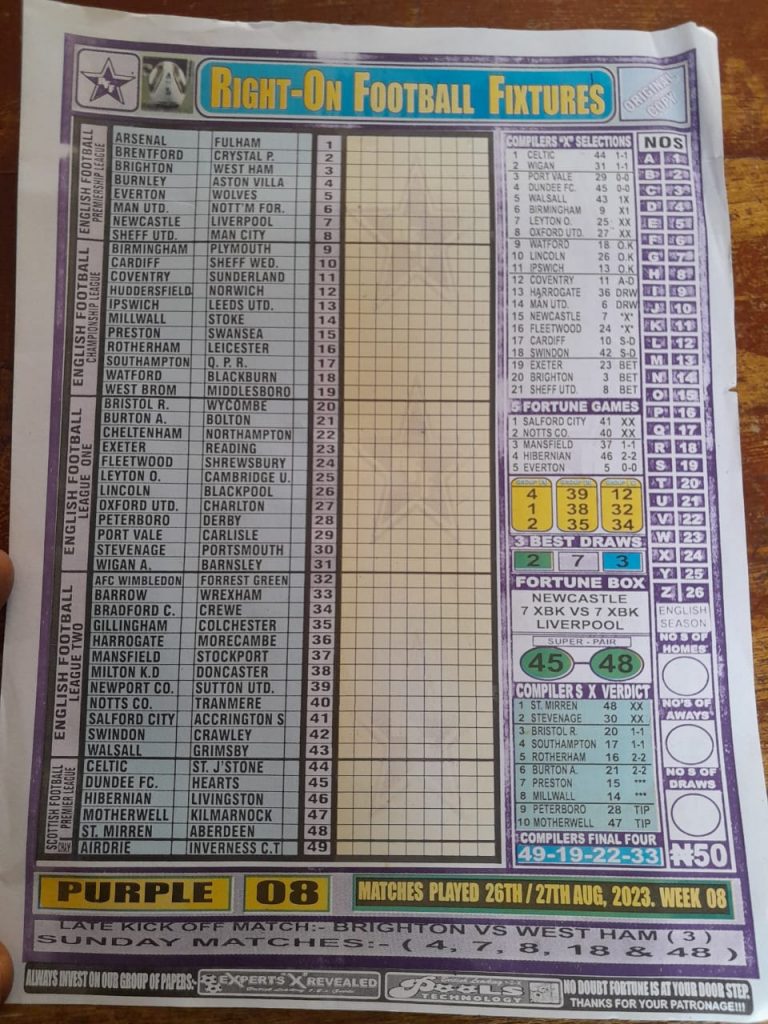 Week 8 Pools RSK Papers 2023: Soccer X Research, Bob Morton, Capital Intl, Winstar, BigWin ...