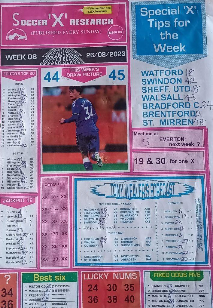 Week 8 Pools RSK Papers 2023: Soccer X Research, Bob Morton, Capital Intl, Winstar, BigWin ...