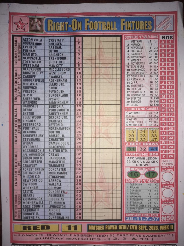 Week 11 Pools RSK Papers 2023: Soccer X Research, Bob Morton, Capital ...