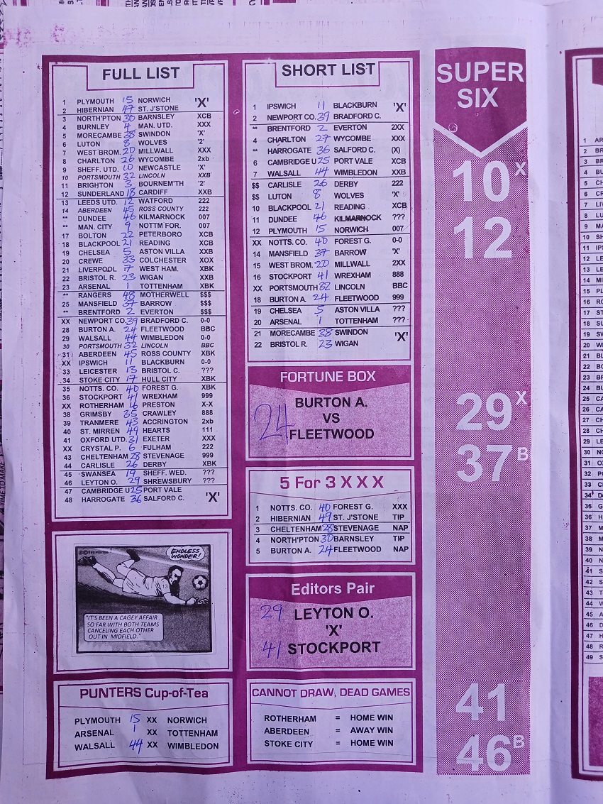 Week 12 Pools RSK Papers 2023: Soccer X Research, Bob Morton, Capital Intl, Winstar, BigWin ...