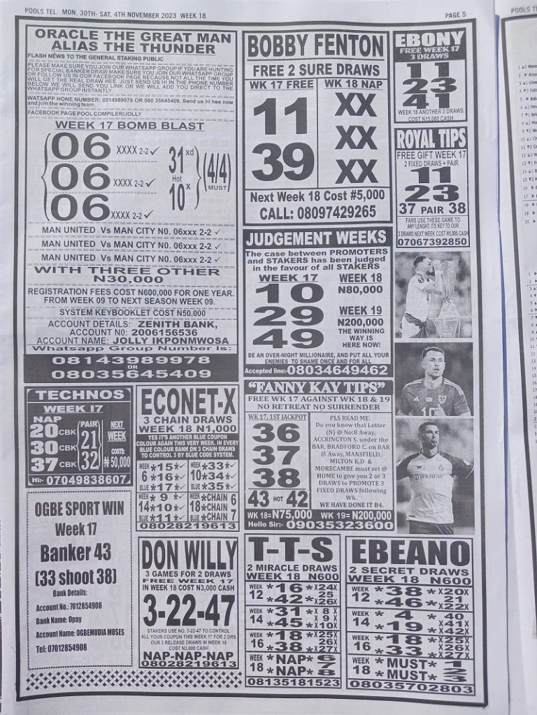 Week 18 Pools RSK Papers 2023: Soccer X Research, Bob Morton, Capital ...