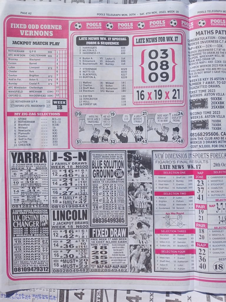 Week 18 Pools RSK Papers 2023: Soccer X Research, Bob Morton, Capital ...