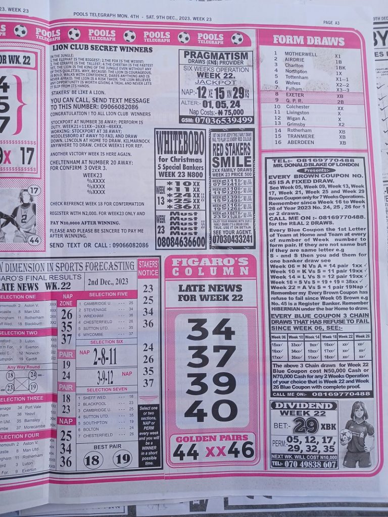 Week 23 Pools RSK Papers 2023: Soccer X Research, Bob Morton, Capital ...