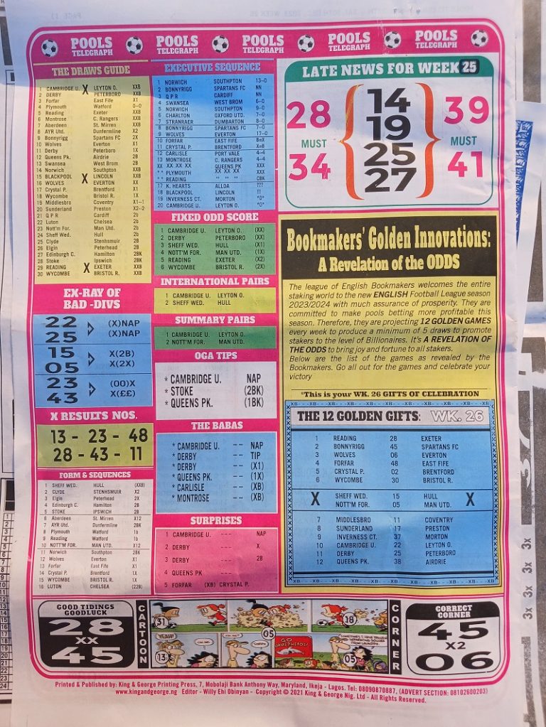 Week 26 Pools RSK Papers 2023: Soccer X Research, Bob Morton, Capital Intl, Winstar, BigWin ...